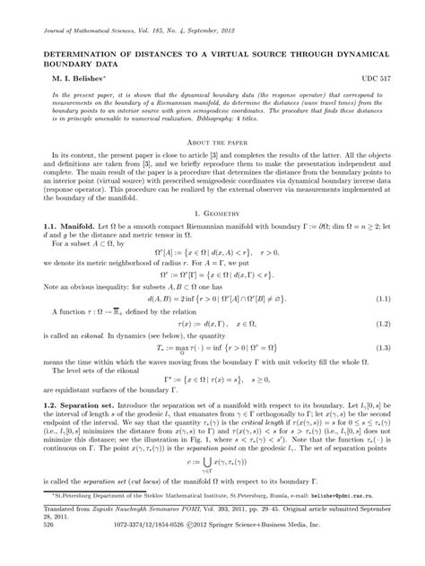Pdf Determination Of Distances To A Virtual Source Through Dynamical Boundary Data