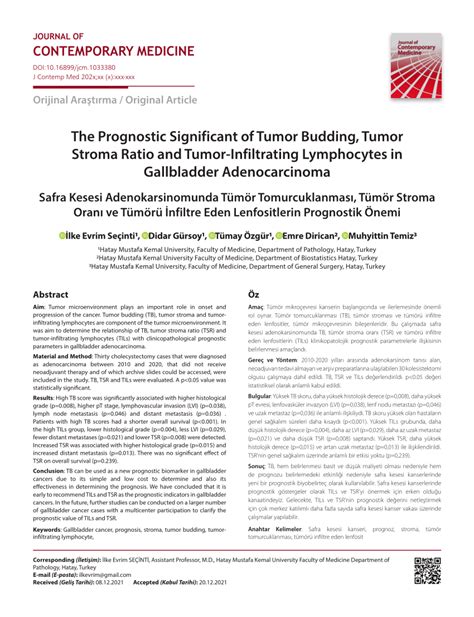Pdf The Prognostic Significant Of Tumor Budding Tumor Stroma Ratio