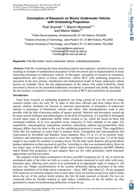 Pdf Conception Of Research On Bionic Underwater Vehicle With Undulating Propulsion