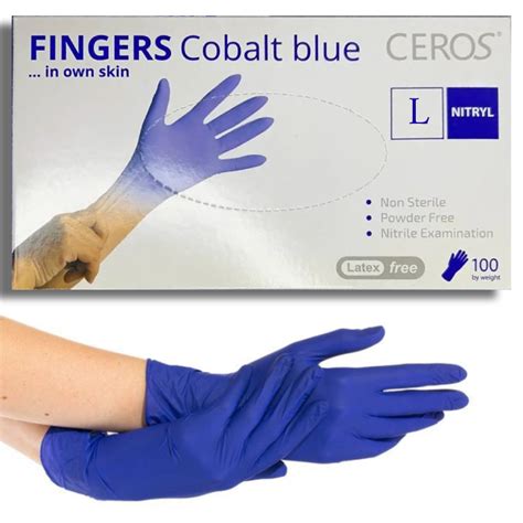 Нитриловые перчатки CEROS Fingers®, L (8-9), синие, 100 шт: продажа ...