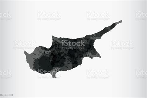 페인트 브러시를 사용 하 여 종이 페이지에 밝은 배경에 검은 색의 키프로스 수채화 지도 벡터 일러스트 레이 션 수채화에 대한