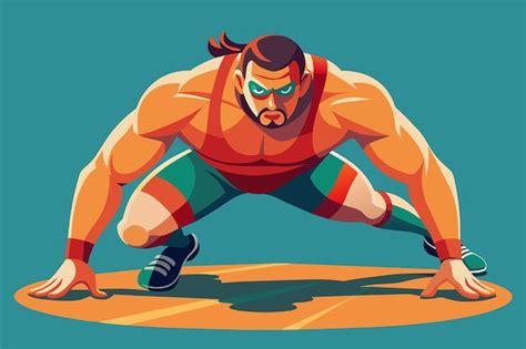 Premium Vector Wrestler In A Grappling Pose