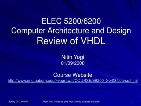 PPT ELEC 5200 6200 Computer Architecture And Design Review Of VHDL
