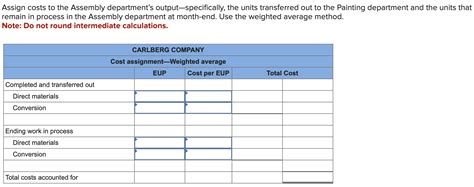 Solved Assign Costs To The Assembly Departments