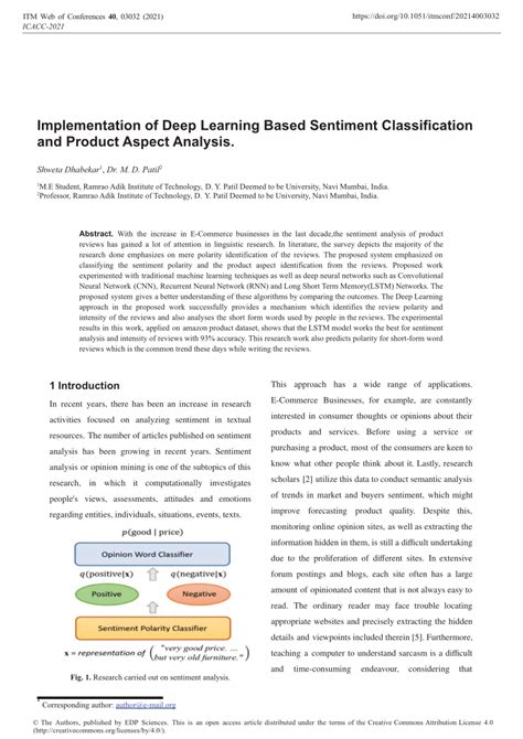 Pdf Implementation Of Deep Learning Based Sentiment Classification