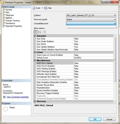 sql 2012rc0 database s properties from 2008r2 ssms mssqltrek