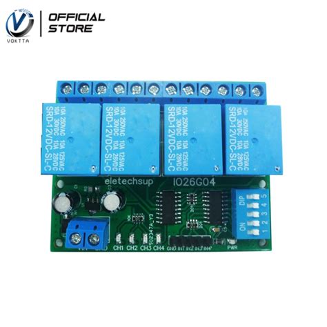 voktta 4 way dc 5v 12v 24v dip switch delay relay module low pulse trigger self locking