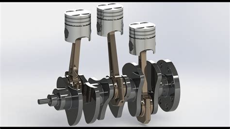 DOHC Inline three / i3 four stroke diesel engine basic parts assembly tutorial by Solidworks 10/ ...
