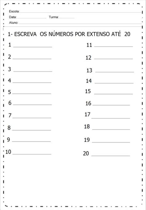 Atividades Com Nmeros De 1 A 20 Para Alfabetizaço Line Chart Chart Math