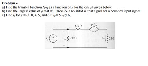 solved find the transfer function io ig as a function of mu