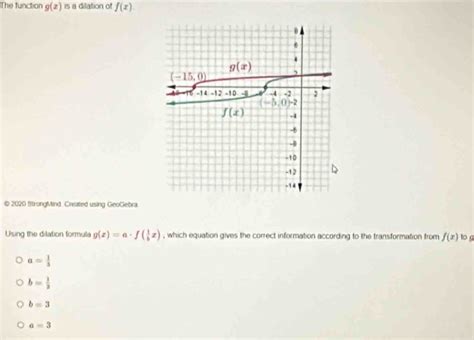 Solved The Function Gx Is A Dilation Of Fx © 2020 Strongmind