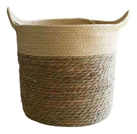 Canasto Seagrass Fibras Naturales Yute Cesto Macetero C91lcm Cuotas