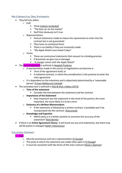 Contracts Final Exam Scaffold And Flowchart Laws1015 Contracts Usyd