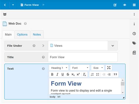 form view views user interface user guide webcomand docs