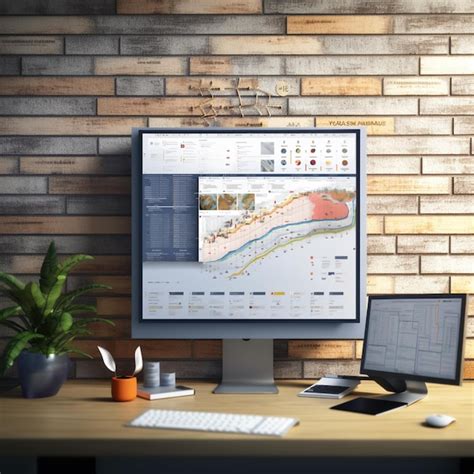 Premium Ai Image There Is A Computer Monitor Sitting On A Desk With A Plant Generative Ai