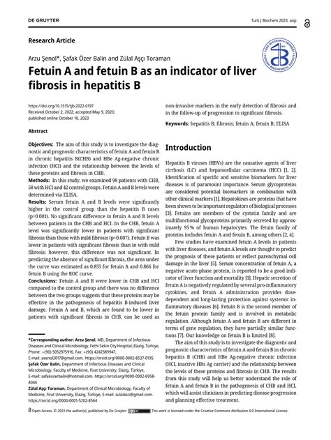 Pdf Fetuin A And Fetuin B As An Indicator Of Liver Fibrosis In
