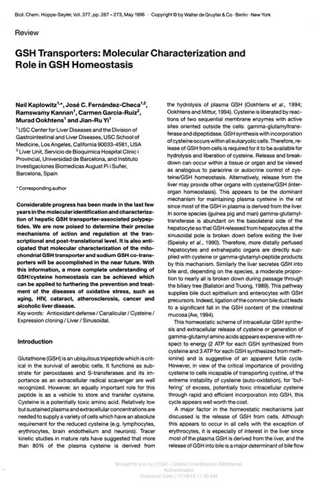 Pdf Gsh Transporters Molecular Characterization Role In Gsh Homeostasis