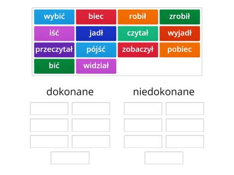 Czasowniki Dokonane I Niedokonane Posortuj