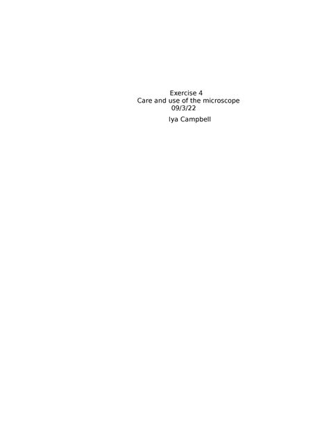 Exercise Lab Report Format Copy Copy Exercise Care And Use Of The Microscope Iya