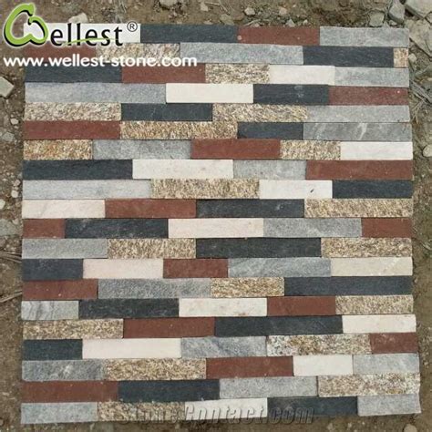 Multi Color Quartizte Ledge Culture Stacked Stone Pannel For Interior