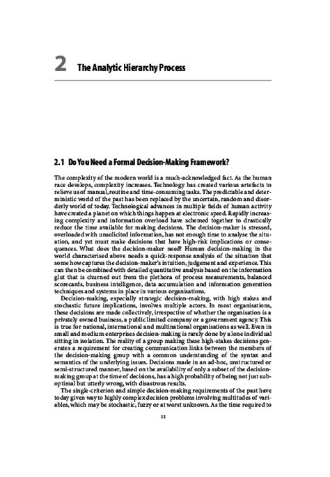 pdf 2 the analytic hierarchy process 2 1 do you need a formal