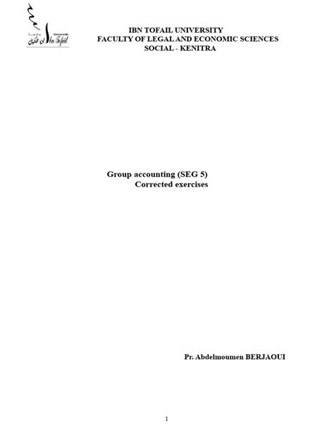 Corrected Exercises Consolidation 1 Pdf Equity Finance Stocks