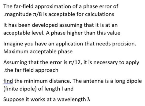 Solved The Far Field Approximation Of A Phase Error Of