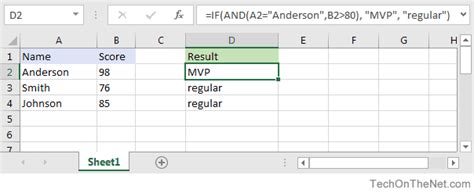 MS Excel How To Use The IF Function With The AND Function