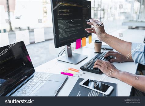 Writing Codes Typing Data Code Technology Stock Photo 1912493254