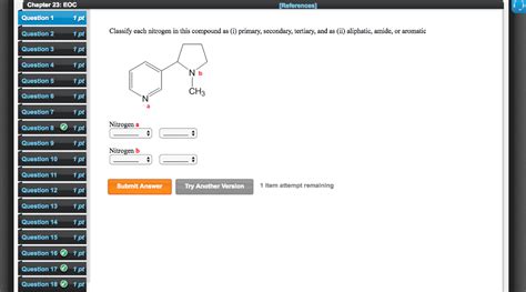 Solved Classify Each Nitrogen In This Compound As I Chegg Com