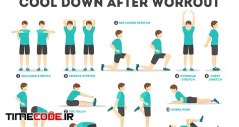 دانلود وکتور حرکات نرمشی Cool Down After Workout Exercise Set تایم کد