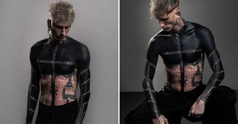 Rapper Machine Gun Kelly Inks His Torso Completely Black