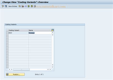 OKYI SAP Tcode Costing Variants Message