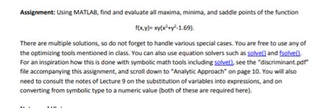 Solved Assignment Using Matlab Find And Evaluate All