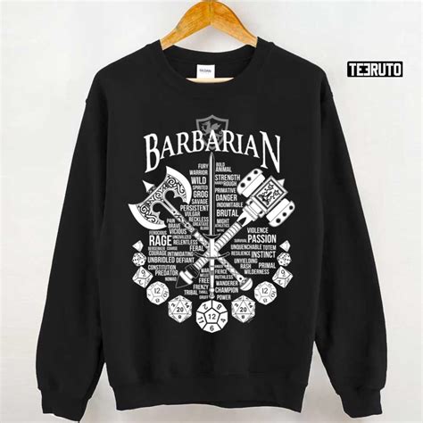 Rpg Class Series Barbarian White Version Active Unisex Sweatshirt Teeruto