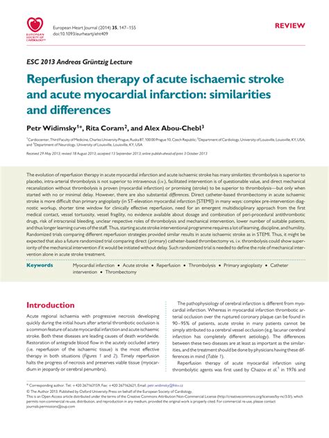 Pdf Reperfusion Therapy Of Acute Ischaemic Stroke And Acute