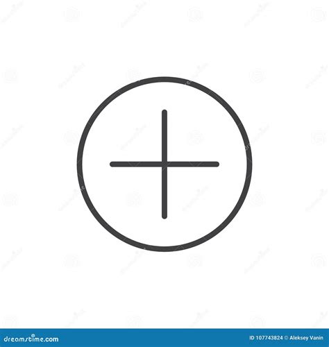 Add Button Line Icon Stock Vector Illustration Of Design 107743824