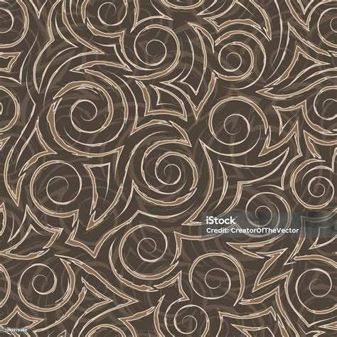 Stock Vector Seamless Pattern Of Beige Spirals And Flowing Torn Stripesvector Seamless Pattern ...