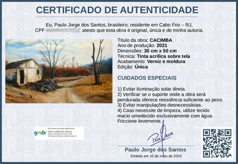 Certificado De Autenticidade Com Assinatura Eletrônica