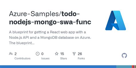 Todo Nodejs Mongo Swa Funcinframainbicep At Main · Azure Samplestodo Nodejs Mongo Swa Func