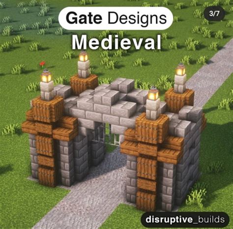 Gate Medieval Design Ideias De Minecraft Casas Minecraft Minecraft