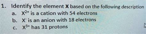 SOLVED Identify The Element X Based On The Following Description X Is Cation With Electrons