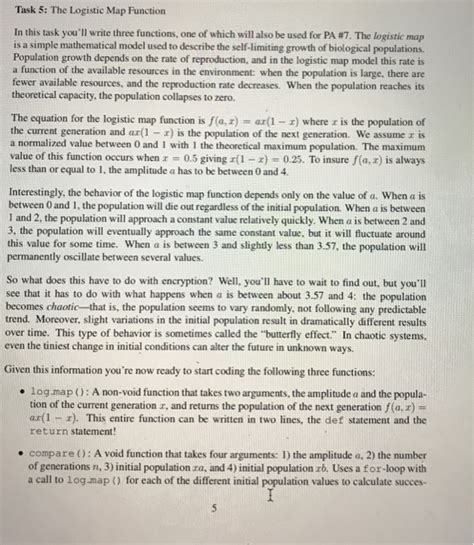 Task 5 The Logistic Map Function In This Task Youll