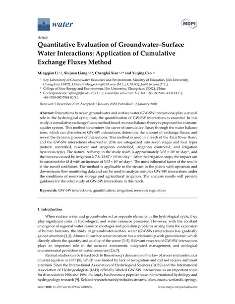Pdf Quantitative Evaluation Of Groundwatersurface Water Interactions Application Of