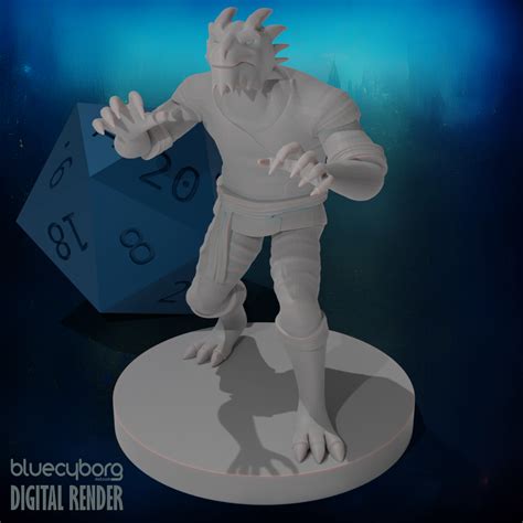 Dragonborn Male Monk 2 28mm Scale Miniature For Dandd Shapeways