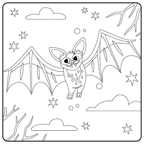 Kolorowanki Dla Dzieci Z Nietoperzami Na Halloween Premium Wektor