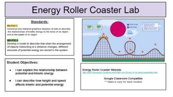 Potential And Kinetic Energy Roller Coaster Simulation Lesson TpT
