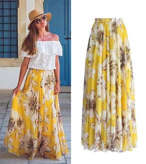 Summer Fashion Chiffon Boho Women Ladies Floral Print Jersey Gypsy Long