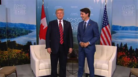 Trump And Trudeau Meet Amid Trade Tensions Youtube