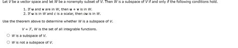 Solved Let V Be A Vector Space And Let W Be A Nonempty